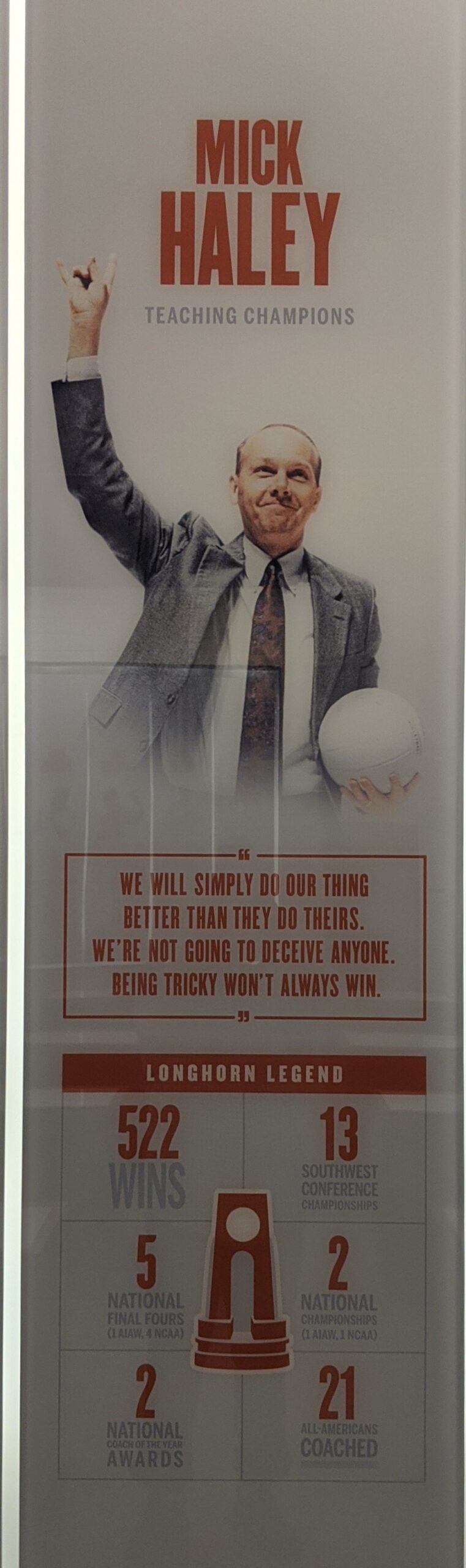 Coach Mick Haley 1980 - 1996 women's volleyball - Texas Legacy Support ...